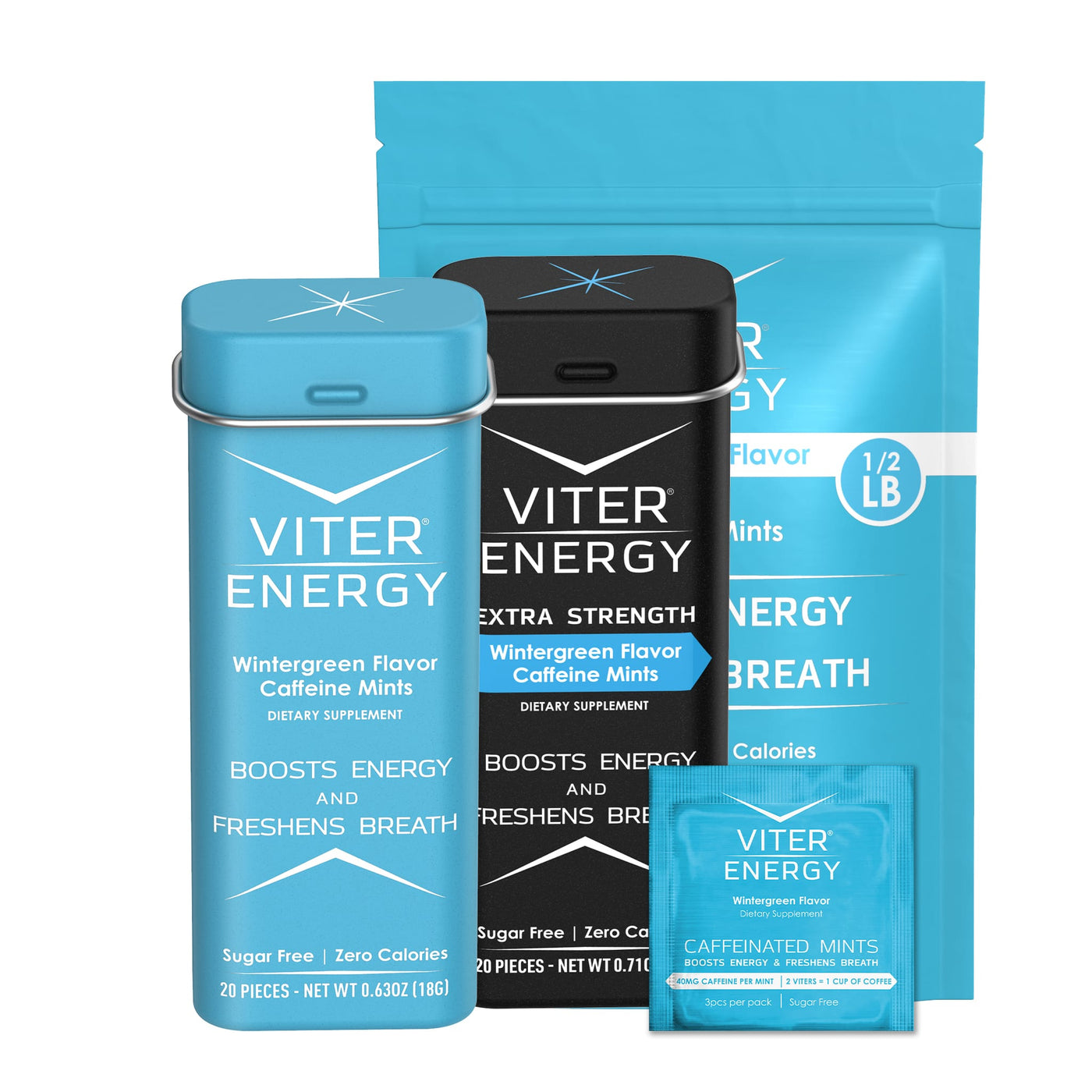 Powerful Energy Mints & Energy Gum - Sugar Free, Caffeine, B Vitamins