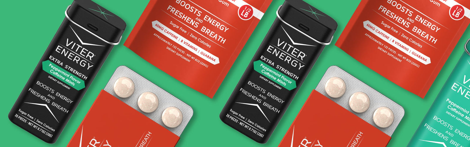 Powerful Energy Mints & Energy Gum - Sugar Free, Caffeine, B Vitamins